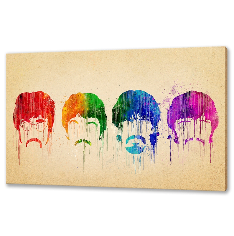 The Beatles Watercolour Colourful Canvas Art Print Wall - Etsy