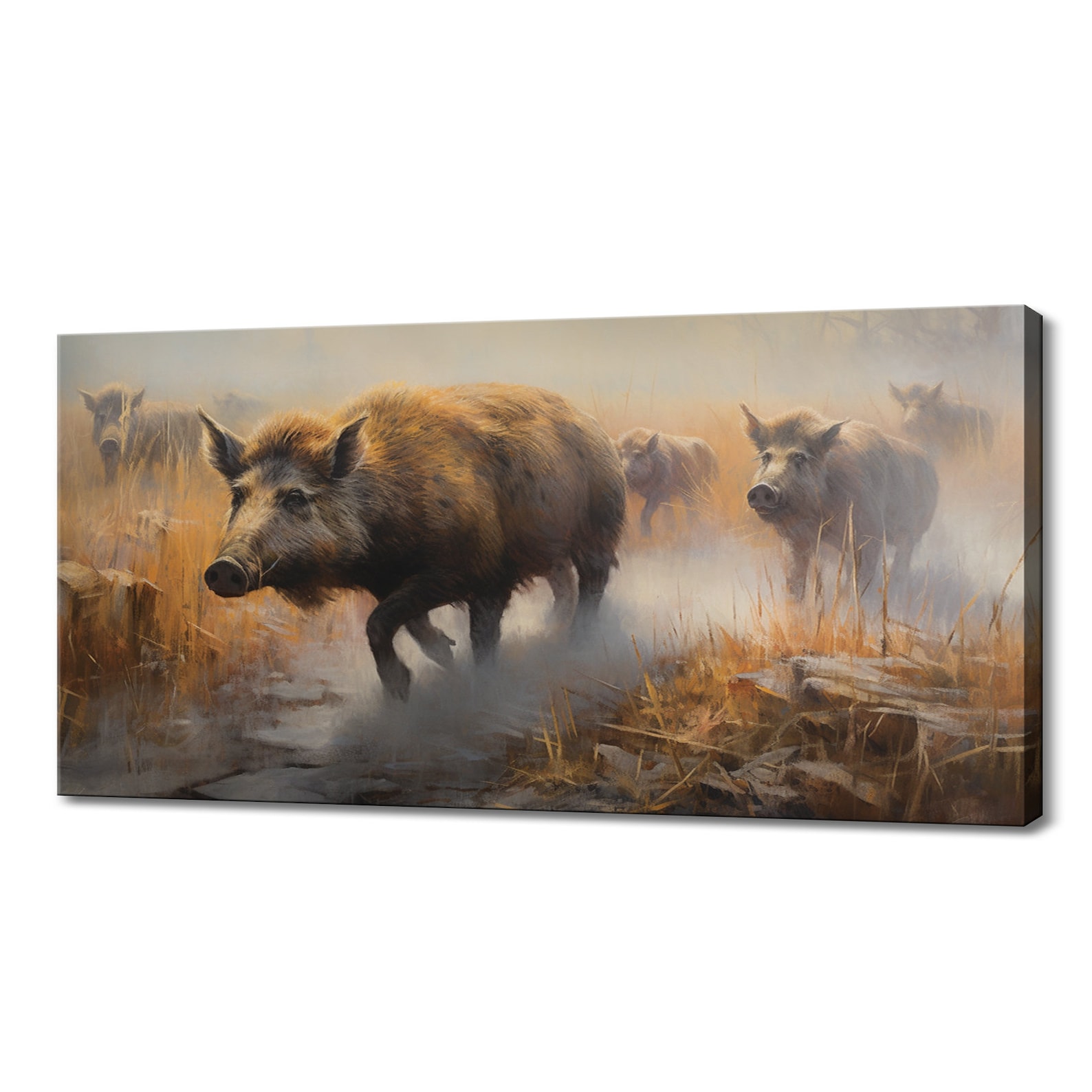 Adorable Wild Boar Family Canvas Print | Gift for Boar Lover | Animals ...