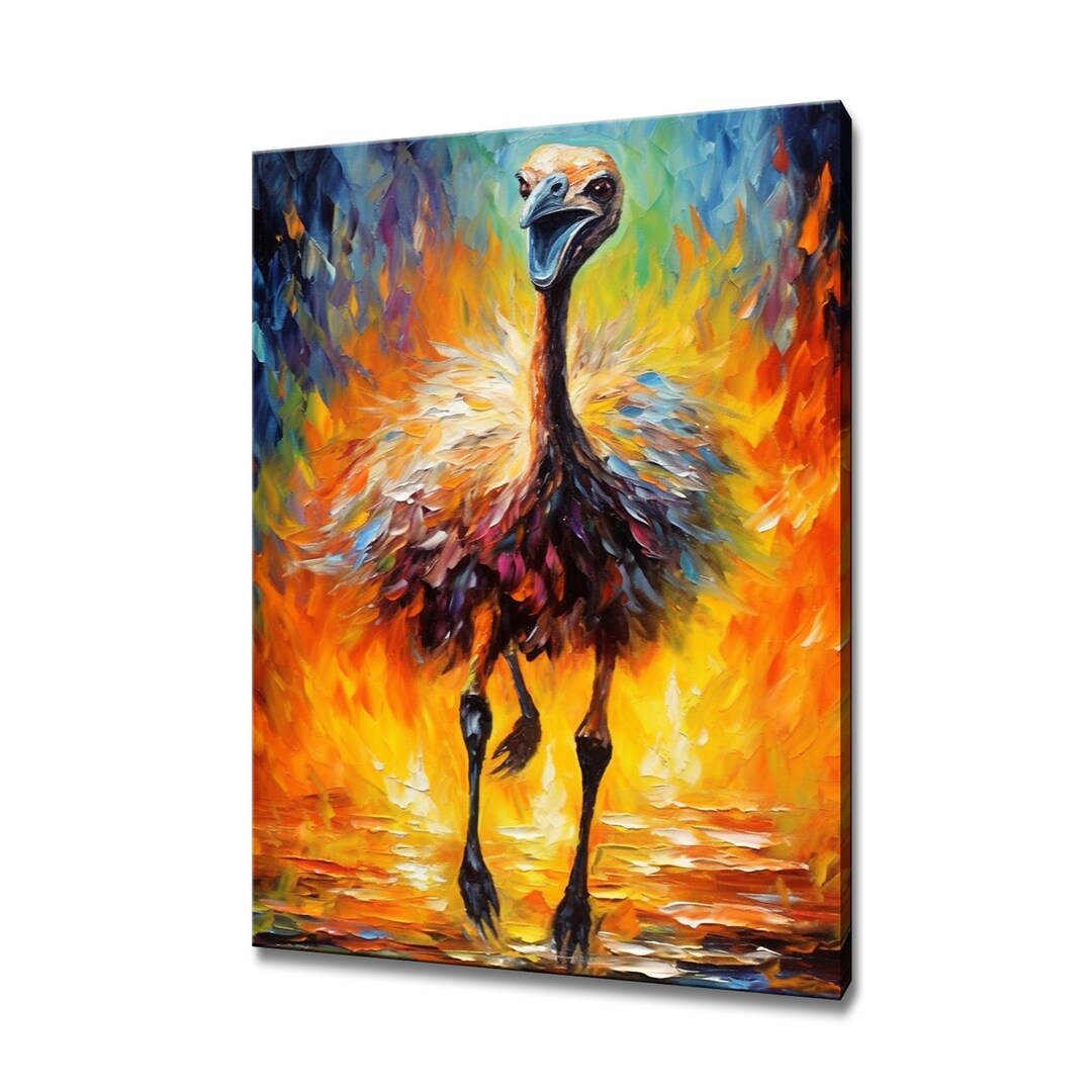 Angry Ostrich Art Print | Colourful Animals Canvas Picture | Wild Life ...