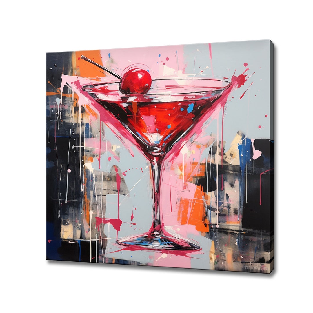 Cosmopolitan Cocktail Abstract Painting Canvas Print Art | Bar ...