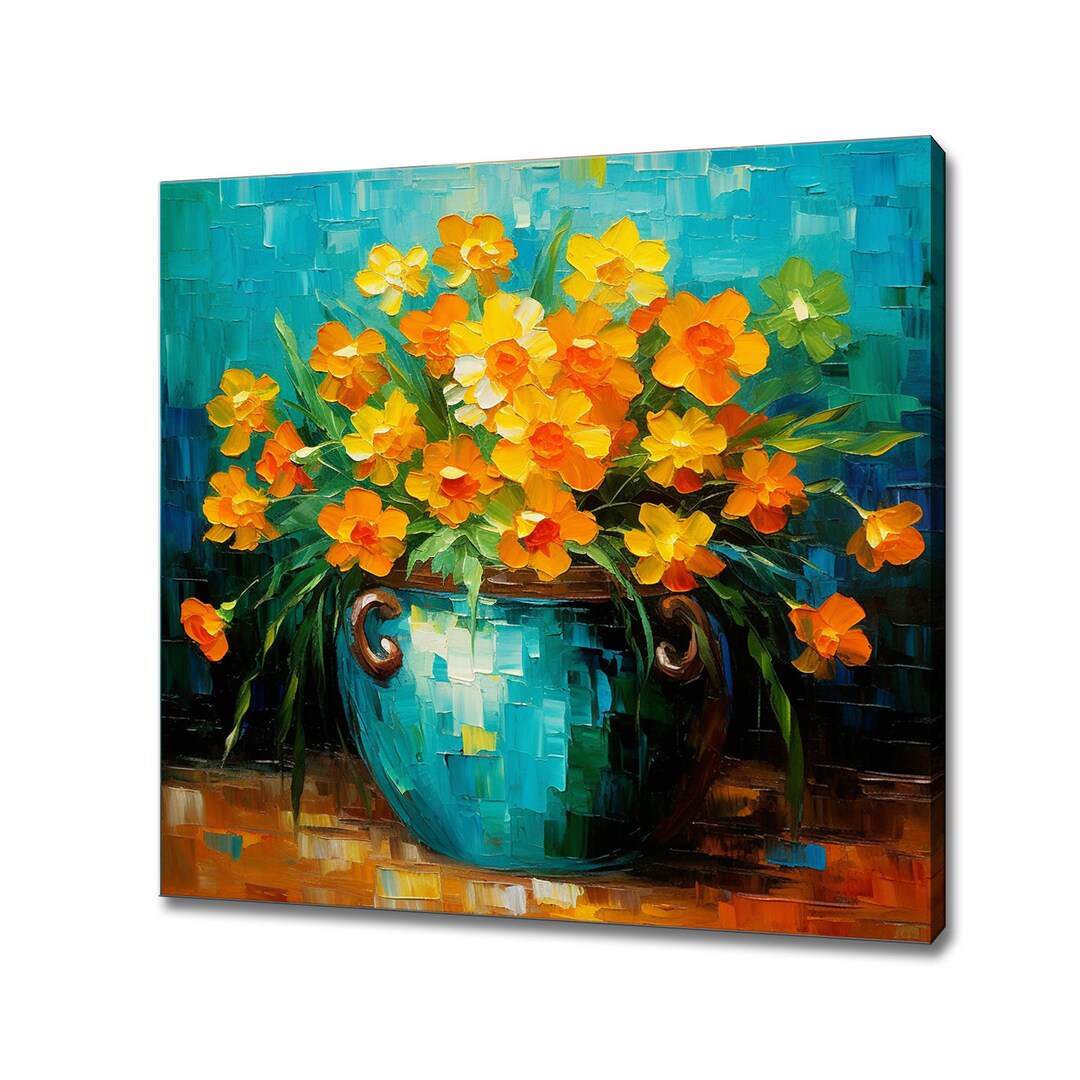 Vase Full of Begonias Art Print | Colourful Floral Canvas Picture ...