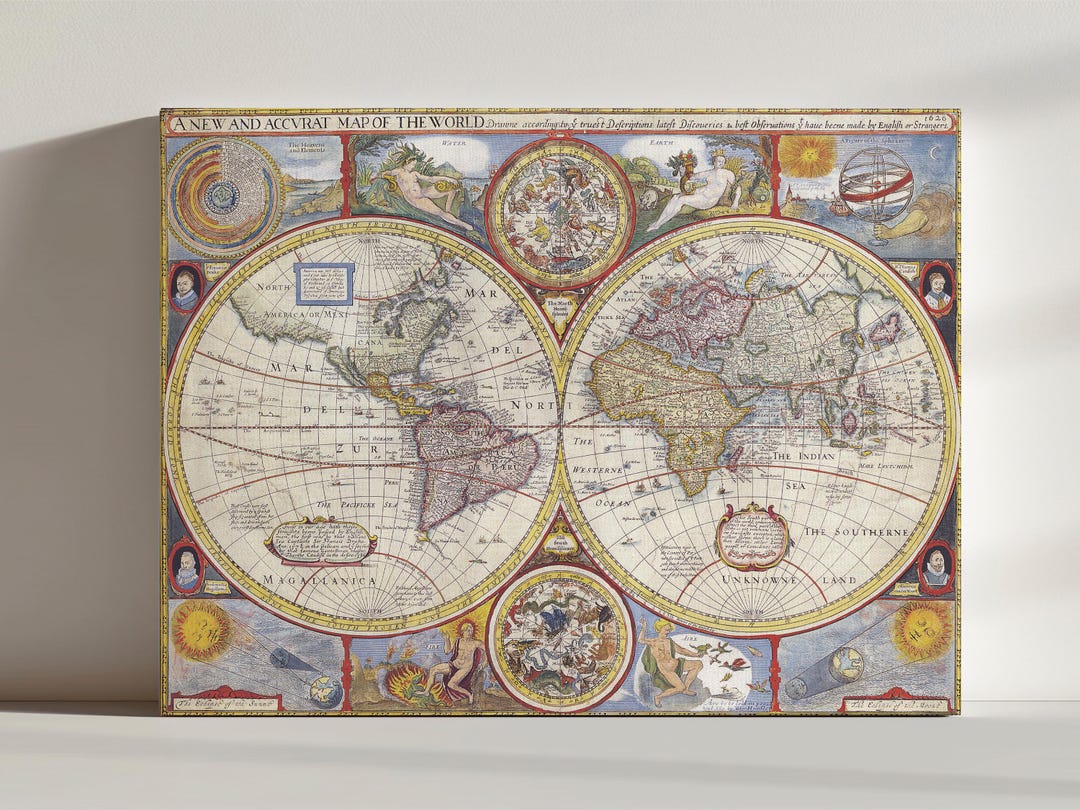 Vintage Map Canvas Print | Historical Wall Art, Antique Decor, Unique ...