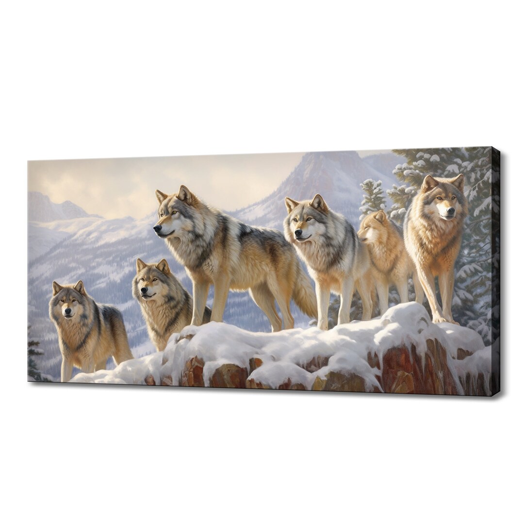 Wolf Pack in Winter Canvas Print Art | Gift for Wolves Lover | Animals ...