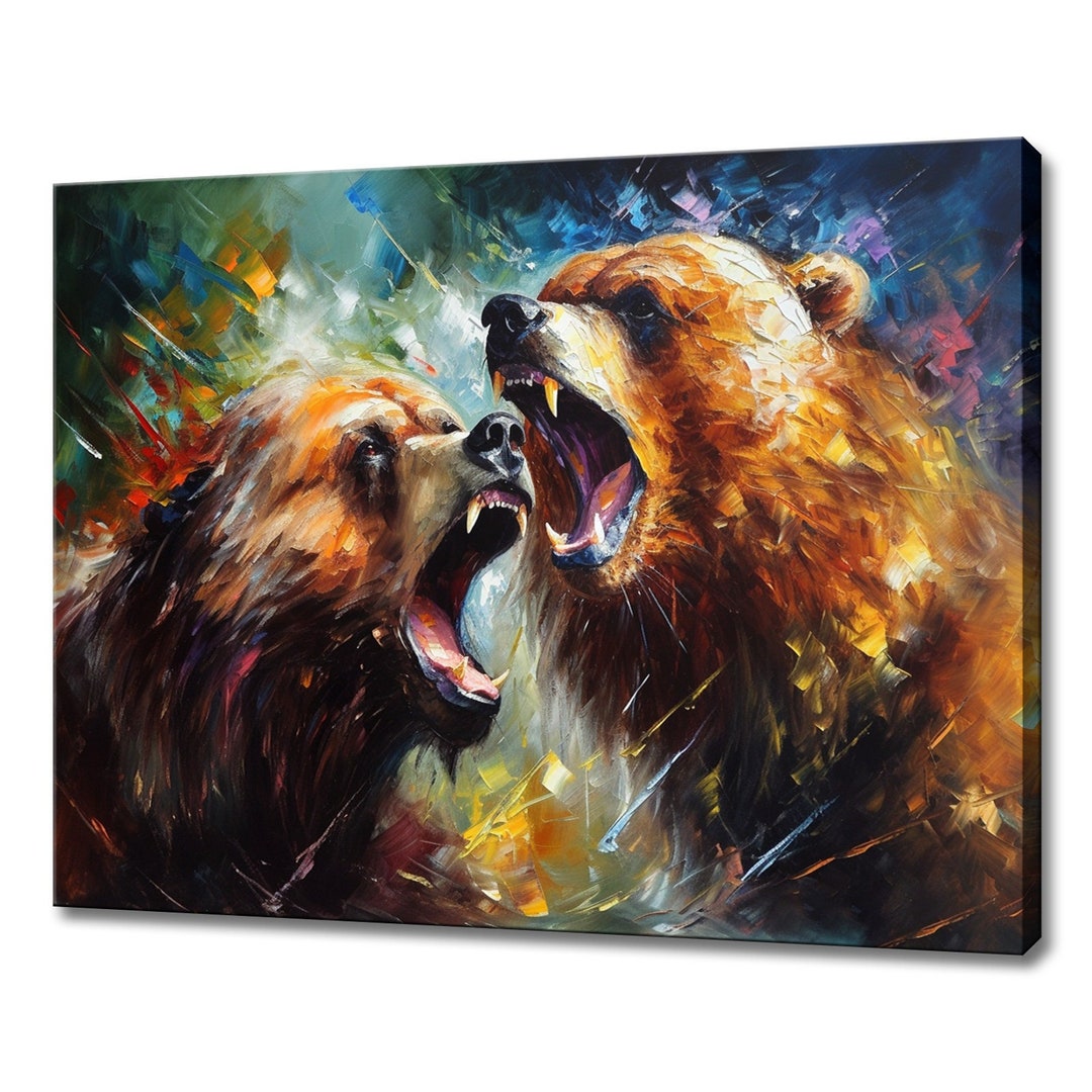 Angry Bears Canvas Print Painting Picture Wall Hanging Art Home Decor ...