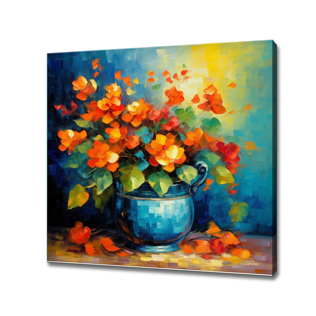 Vase Full of Begonias Art Print | Colourful Floral Canvas Picture ...
