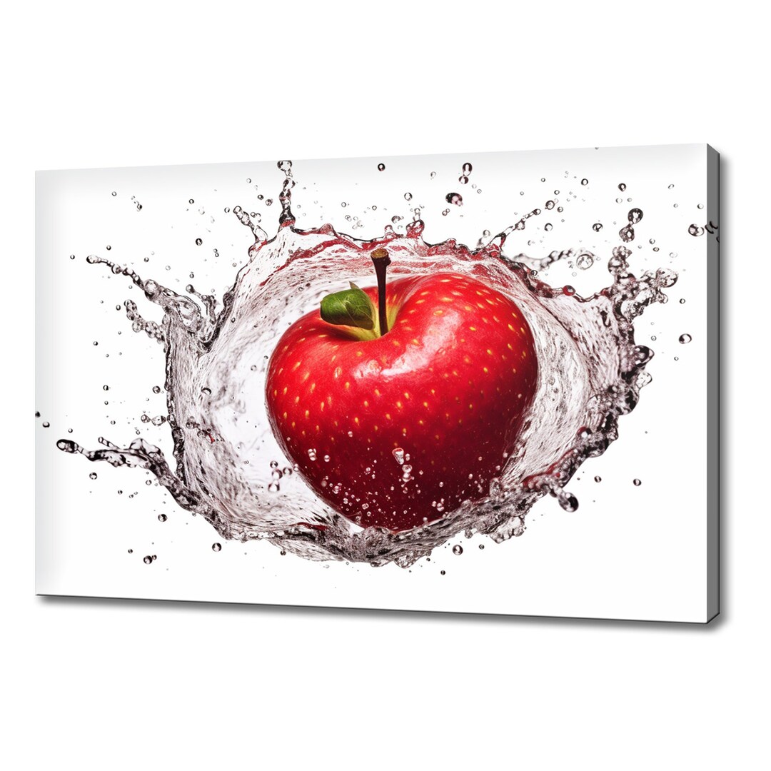 Red Apple Fruit Splash in Water Canvas Print | Bright Colourful Fruits ...