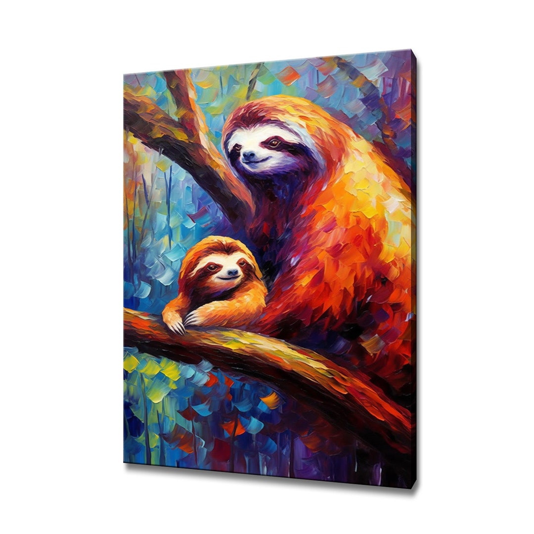 Sloths Art Print | Colourful Animals Canvas Picture | Wild Life ...