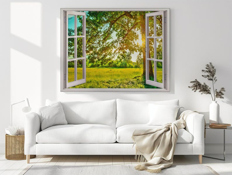 Sunny Summer Day Landscape Canvas Print Wall Art, Green Scenery, Nature ...