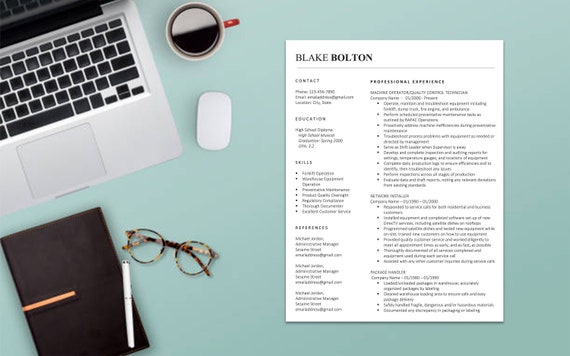 Simple Mens Resume Template | Etsy