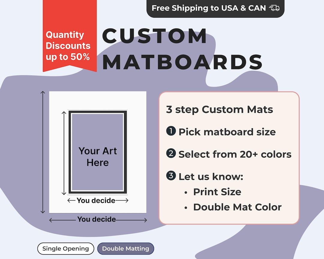 DOUBLE Matting - Fully Customizable Premium Matboard : Specify Exterior ...