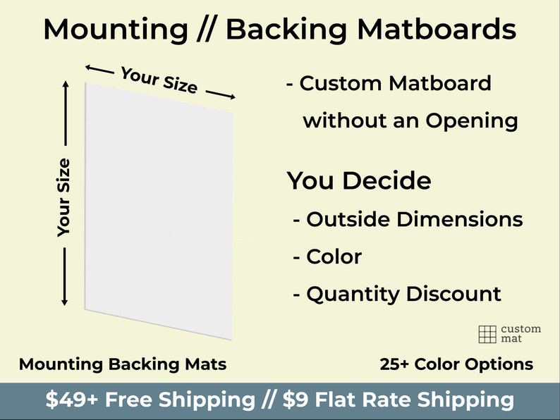 Custom Sized // Backing & Mounting Matboards // Custom Sized Matboards ...