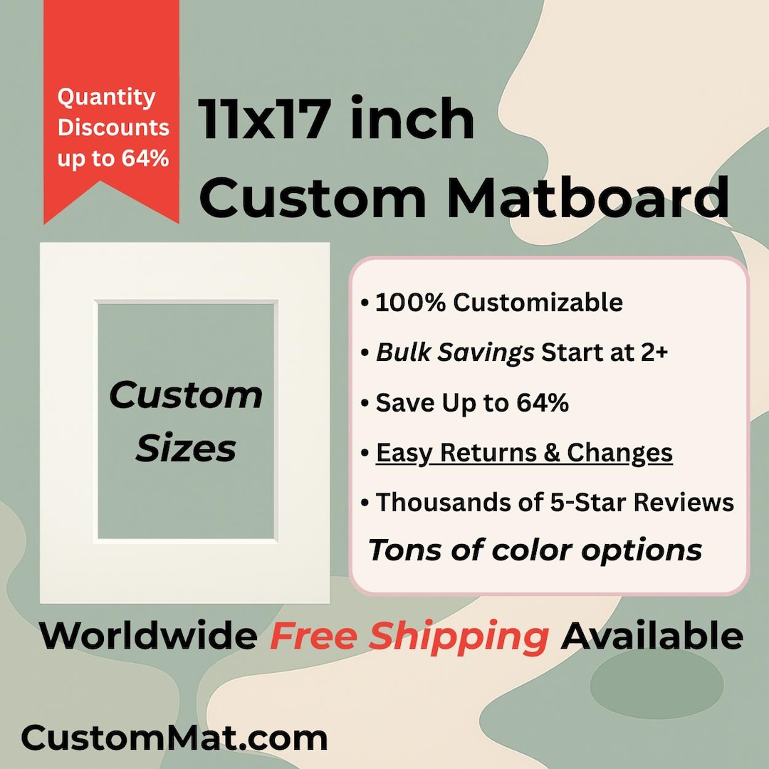 11x17 Inch Custom Matboard With Custom Cutout // Fits 11x17 (or 17x11 ...