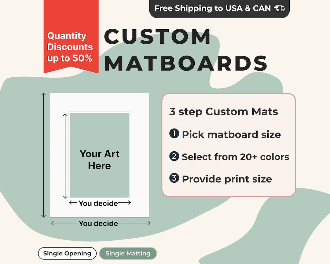 Fully Customizable Premium Matboard: Specify Exterior and Interior ...