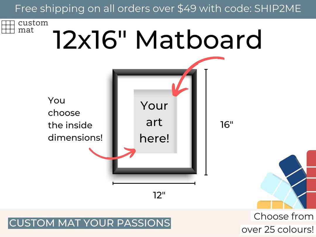 12x16" Custom Photo Mat Boards for 12x16" Frames With Choice of ...