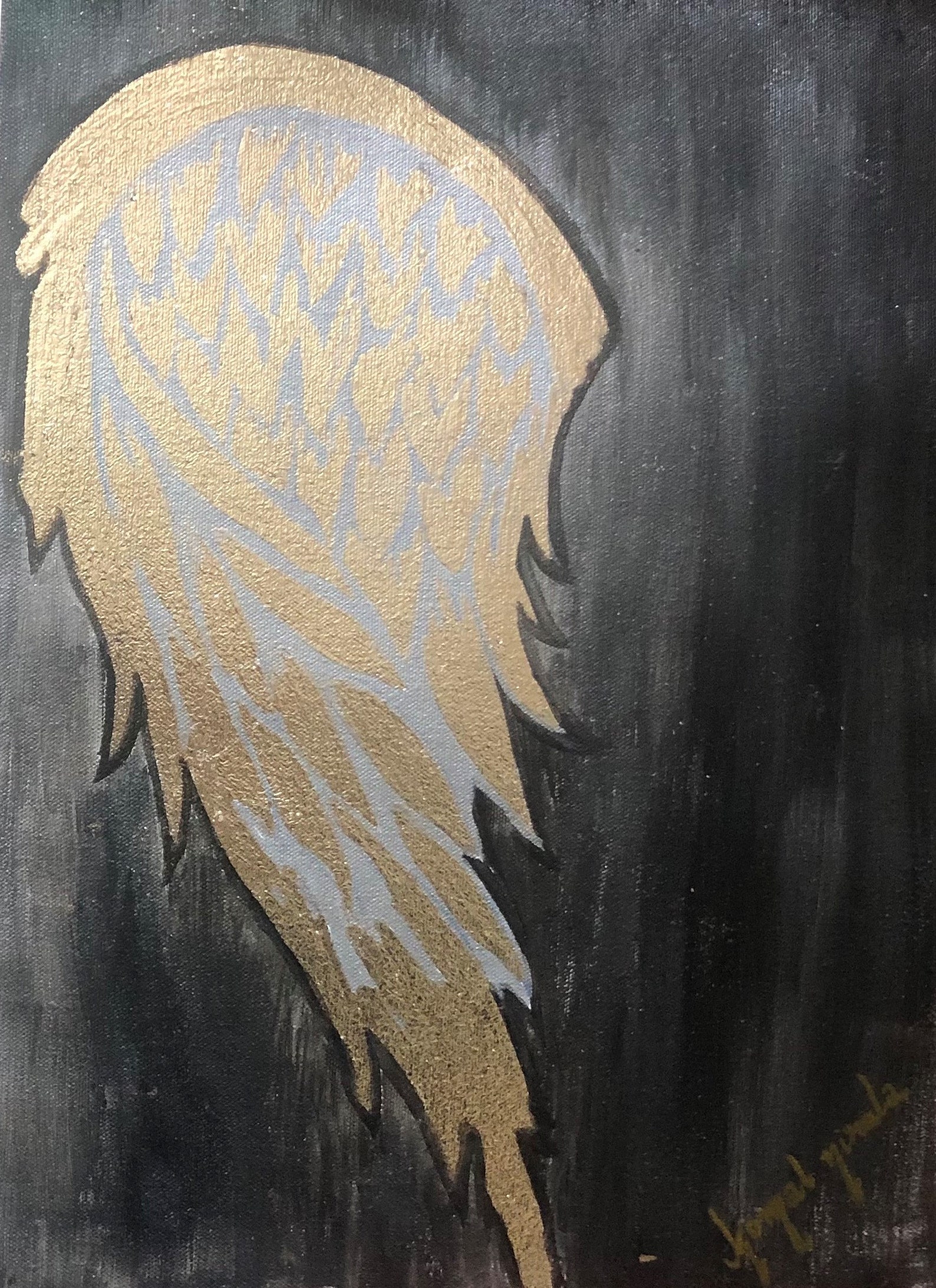 Gold Leaf Angel Wings Painting: Set of 2 Textured Canvas Wall Art - Etsy