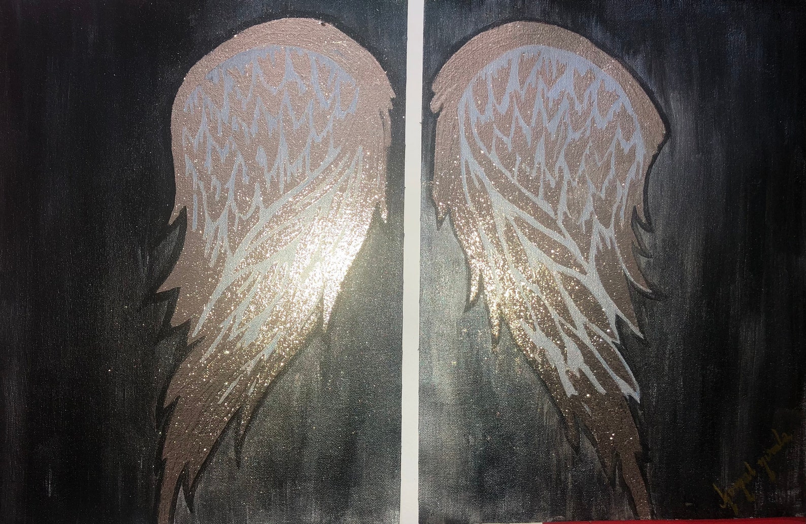 Gold Leaf Angel Wings Painting: Set of 2 Textured Canvas Wall Art - Etsy