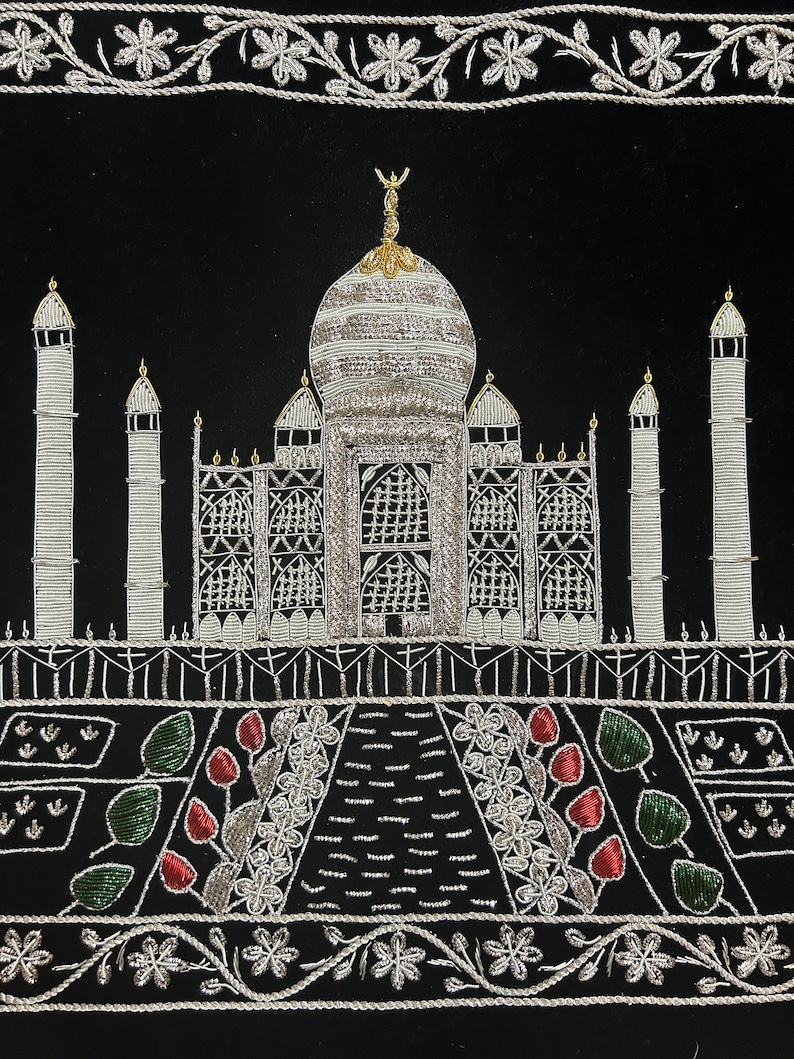 Handcrafted Taj Mahal Zari Art: Indian Folk Art Painting - Etsy