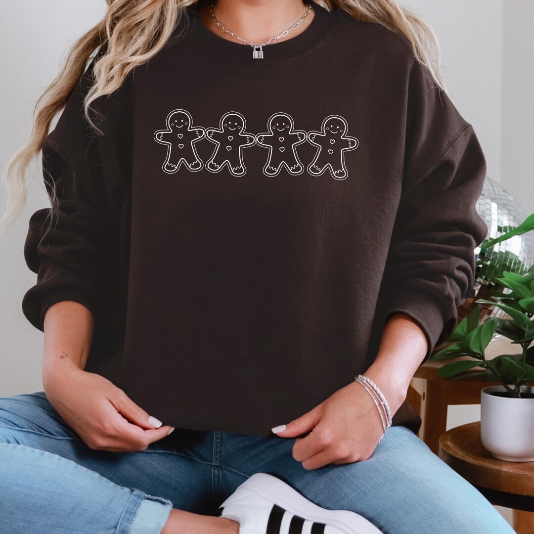 Cute Minimalist Gingerbread Christmas Cookie Sweatshirt, Cute Womens ...