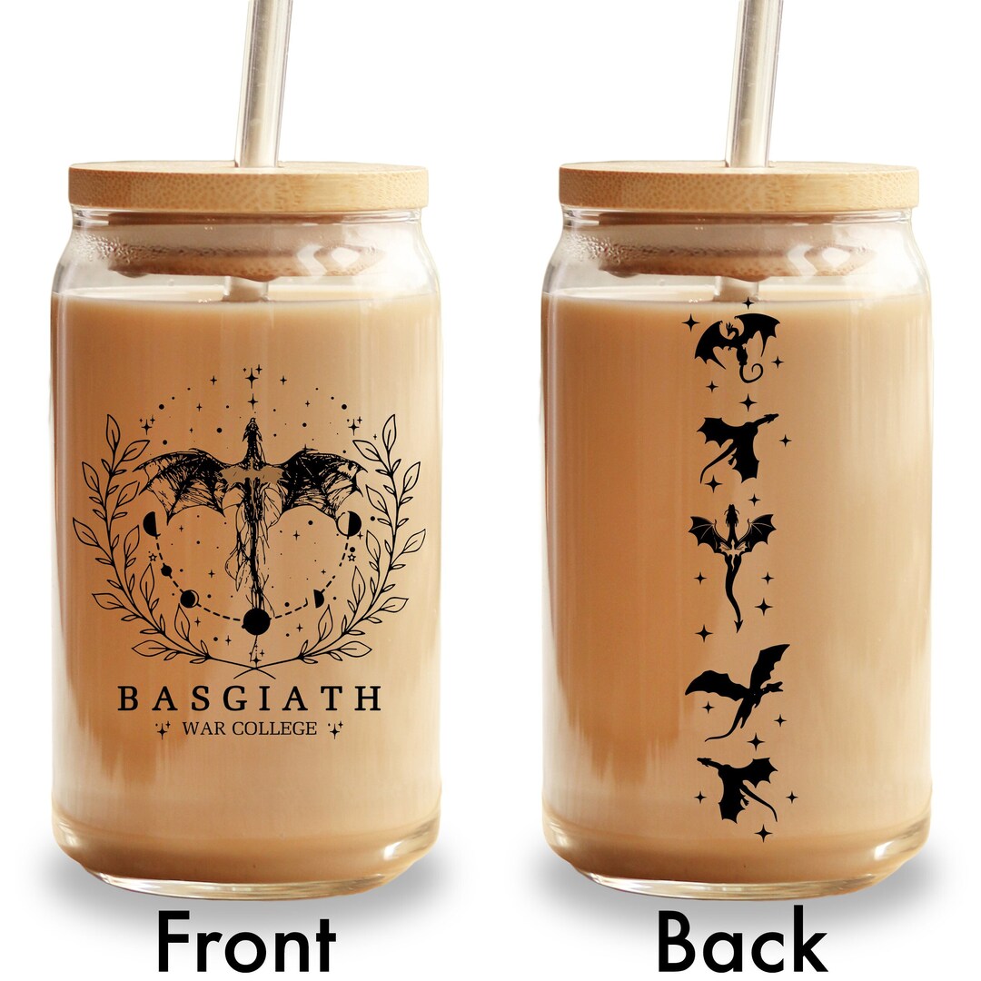 Fantasy Book Lover Glass Cup With Lid and Straw, Fourth Iced Coffee Cup ...