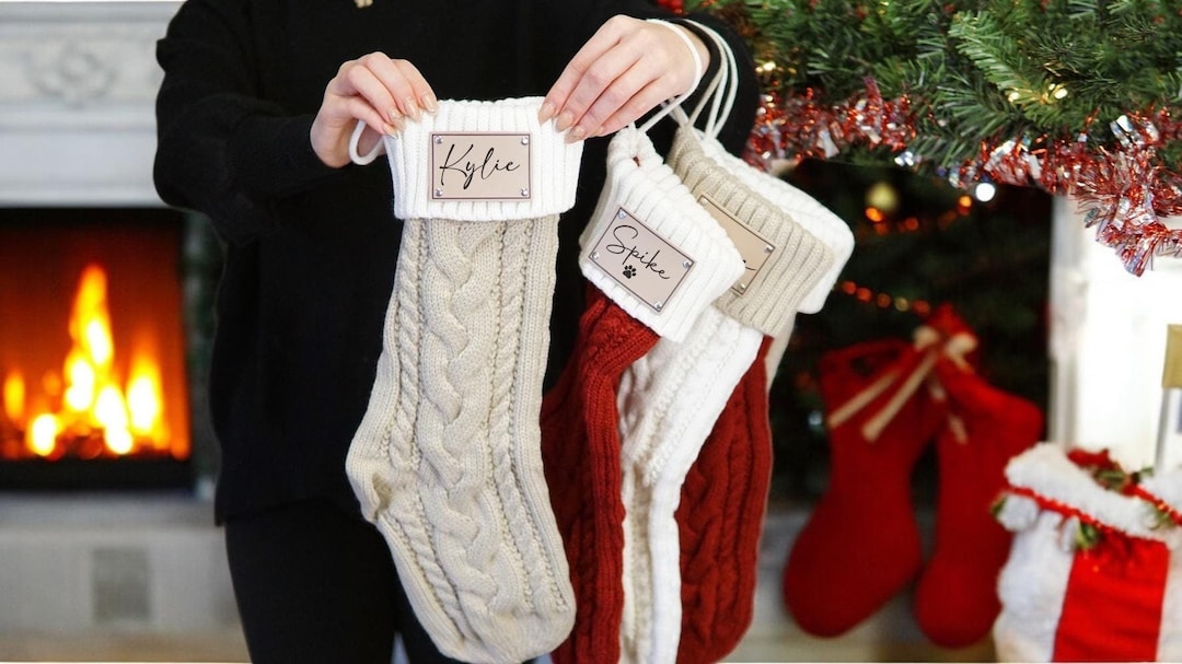 2025 Christmas Leather Patch Stocking, Family Christmas Stockings ...