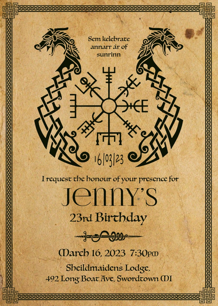 Viking Birthday Invitation, RSVP, Digital File Kit, Printable, Norse ...