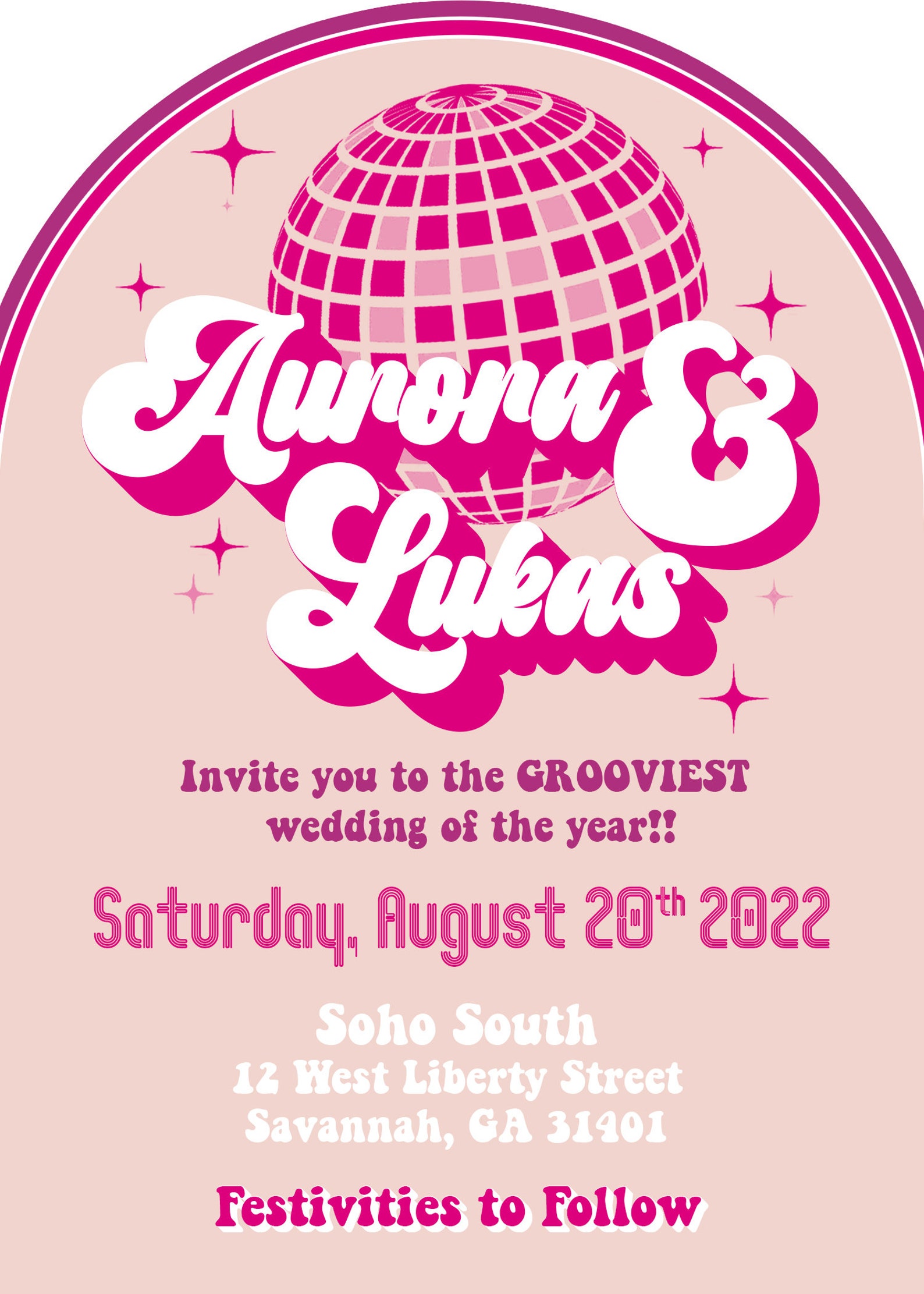 Disco Wedding Invitations Custom Personalized Retro 70's - Etsy