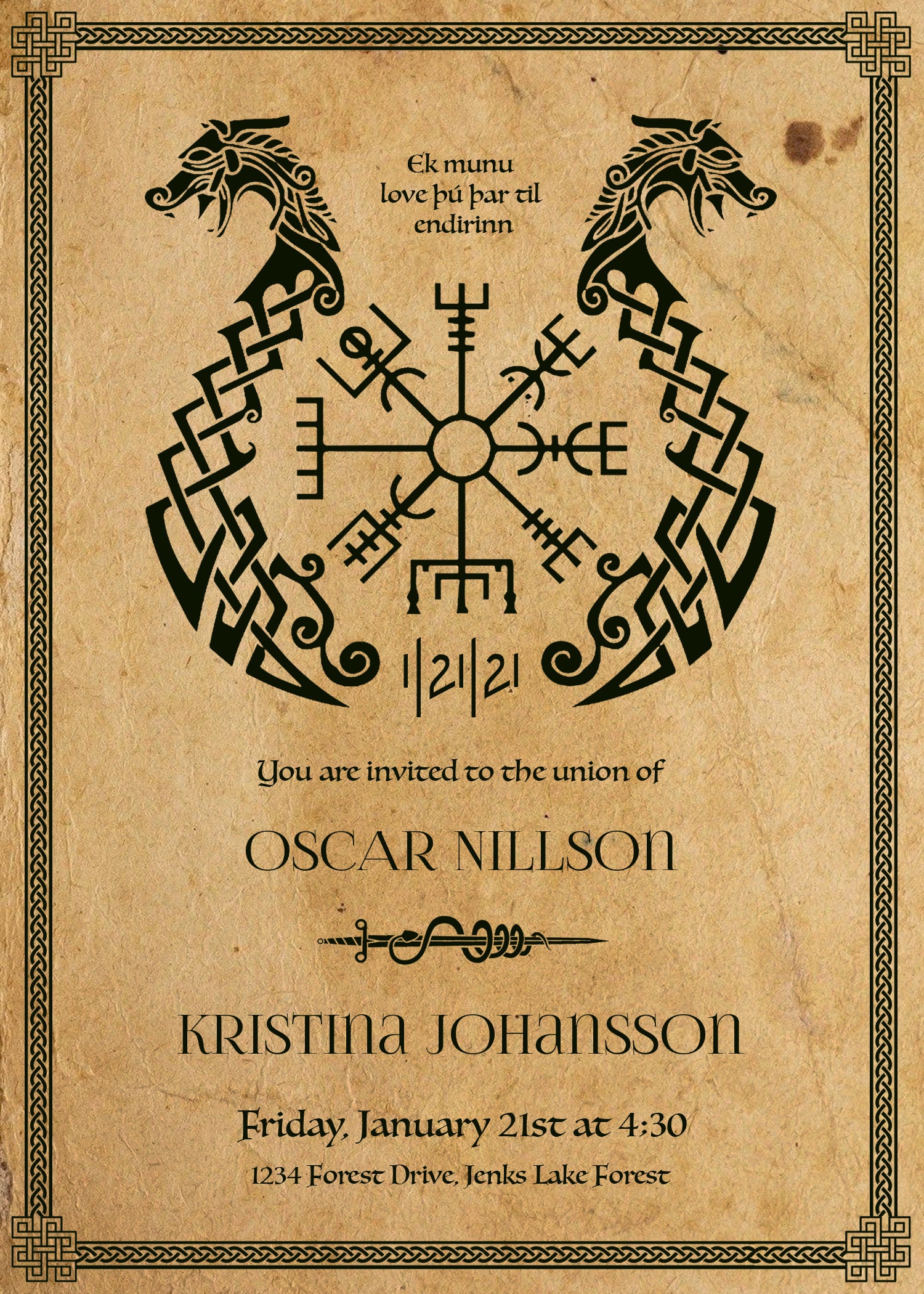 Viking Wedding Invitation Save the Date RSVP Details Card - Etsy