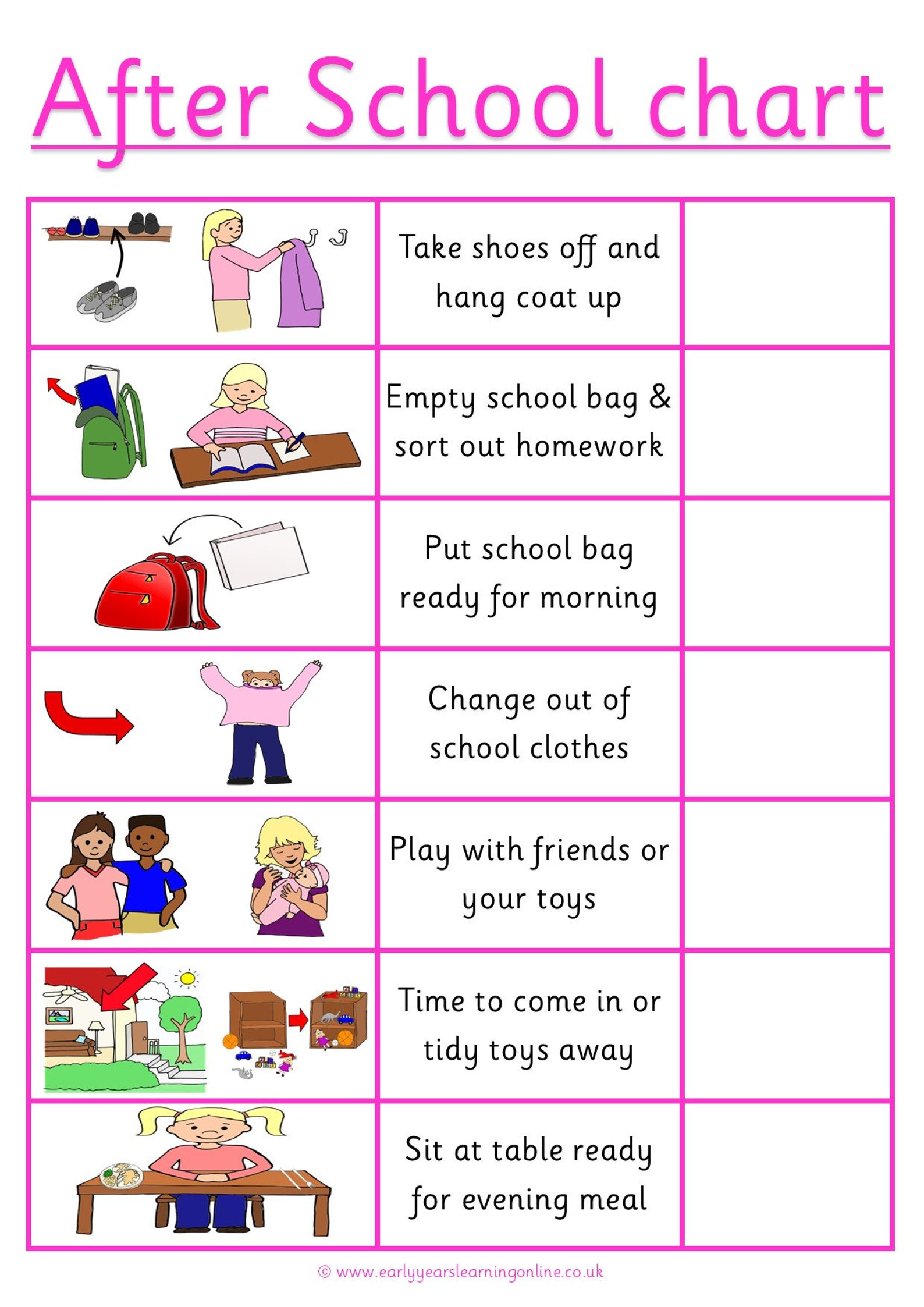 Morning, Night, After School Routine Charts A4. Female and Male Designs ...
