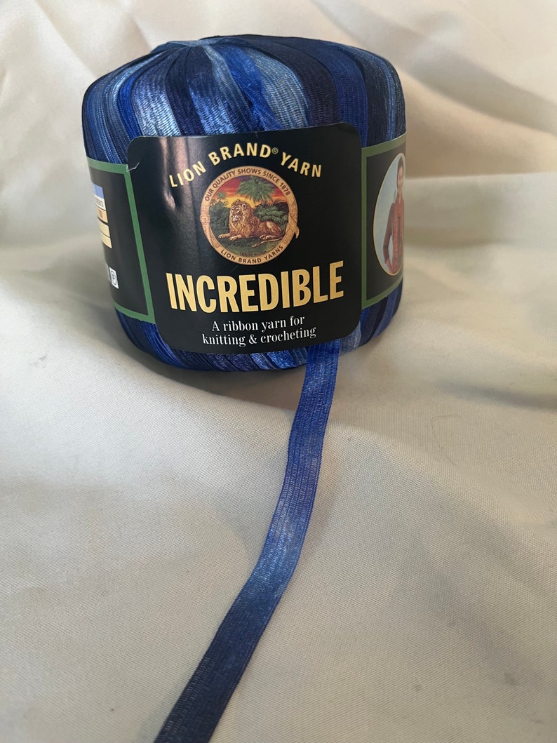 Lion Brand Ribbon Yarn - Blue Shades - Etsy