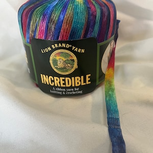 Lion Brand Ribbon Yarn - Rainbow - Etsy