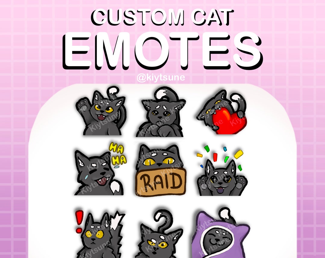 Emotes de gato negro para Twitch / Emotes personalizados - Etsy España