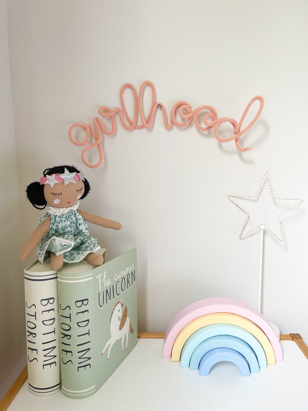 Girlhood Sign, Baby Girl Nursery Sign, Custom Knitted Wire Sign, Girls ...