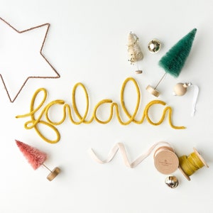 Falala Wire Sign, Knitted Wire Words, Christmas Metal Sign, Holiday ...