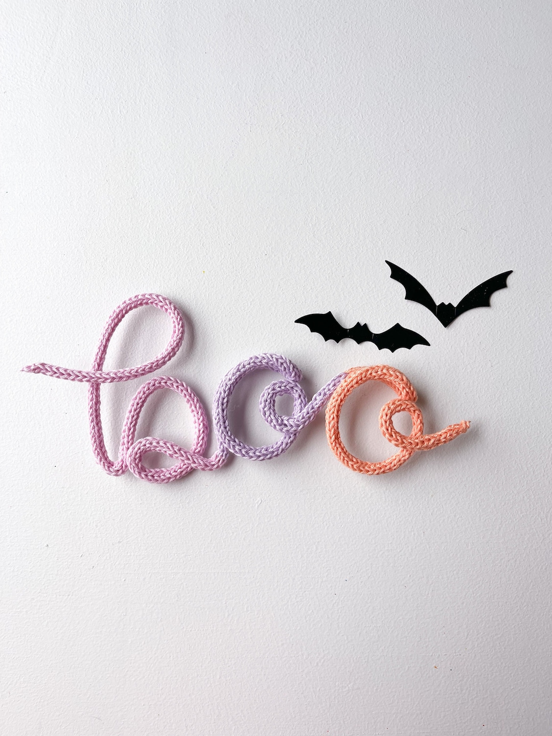 Boo Knitted Wire Sign, Pastel Halloween Decor, Pink Halloween Wall ...