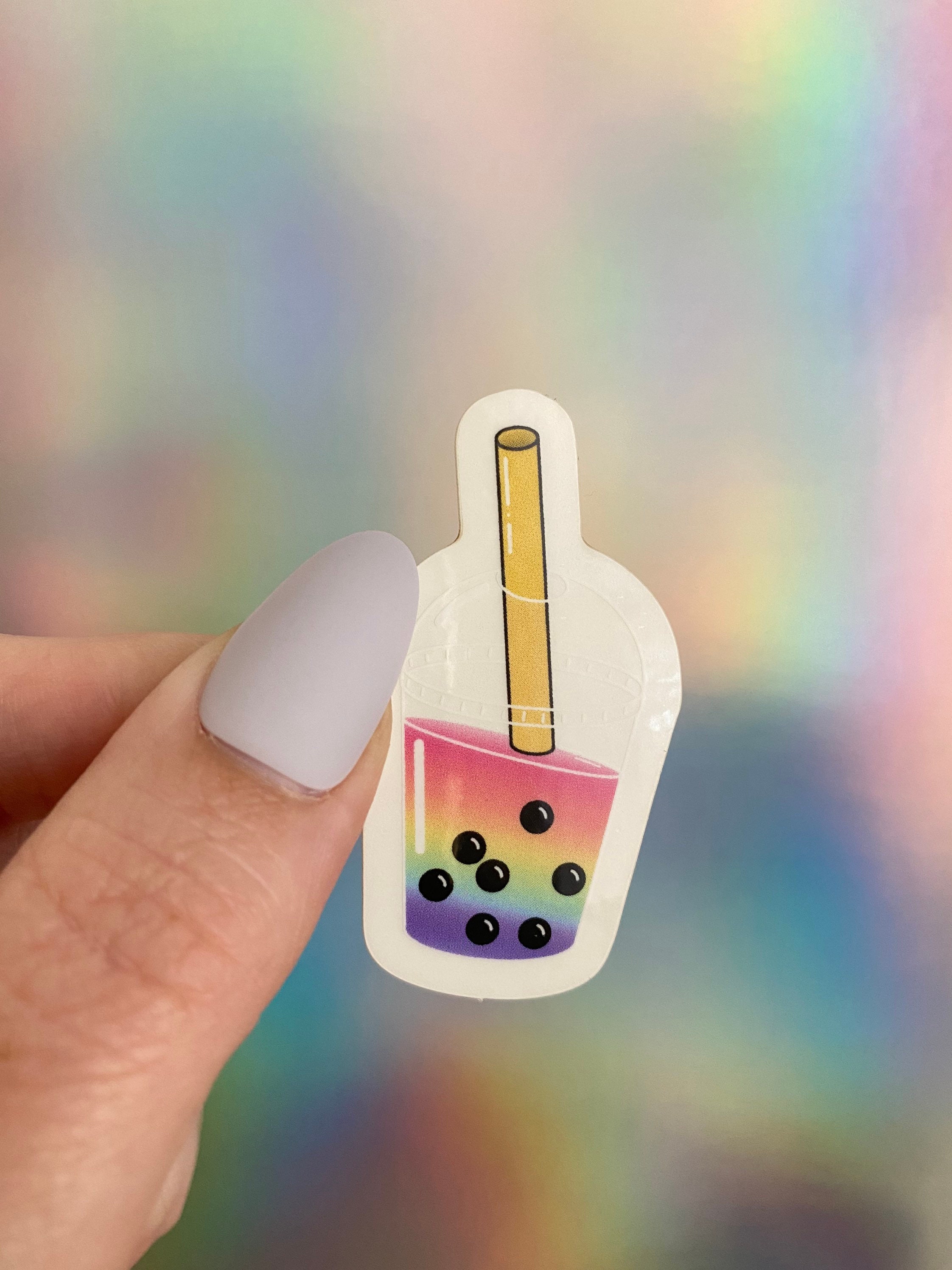 Boba Tea Rainbow Clear Sticker | Waterproof Laptop Decal | Water Bottle ...