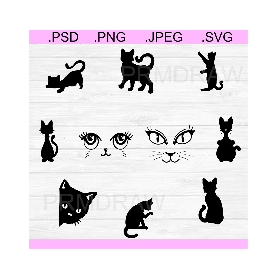 Cat Bundle SVG PNG Files for Cricut Shirt Designs. Vector - Etsy UK