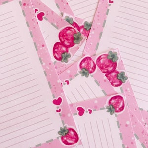 Cute Pink Strawberry Lined Stationery Paper Sheets 6.5x4.5” - Etsy