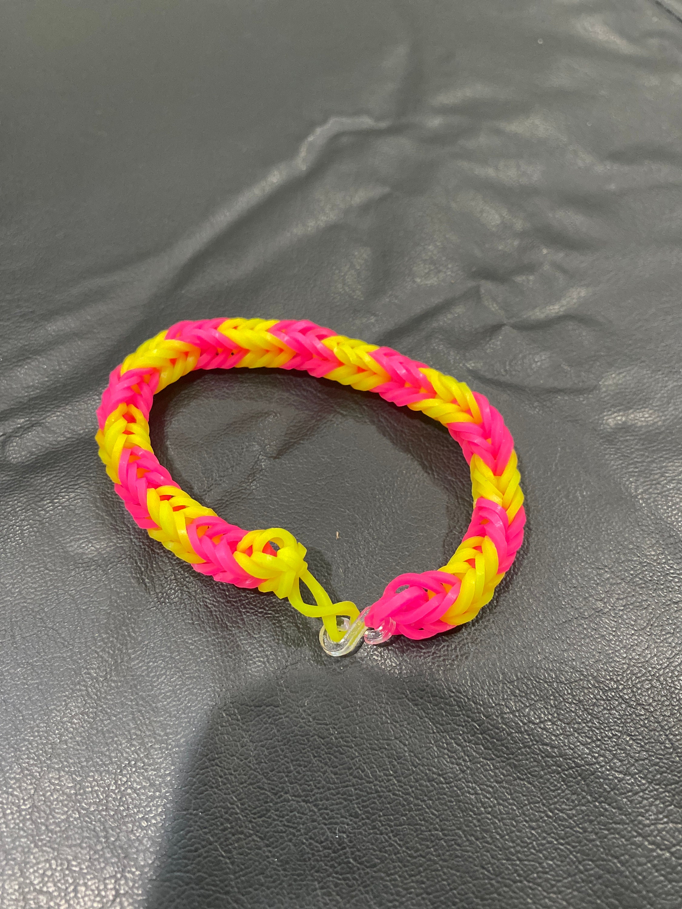 Neon Pink/yellow Rubber Band Bracelet - Etsy UK