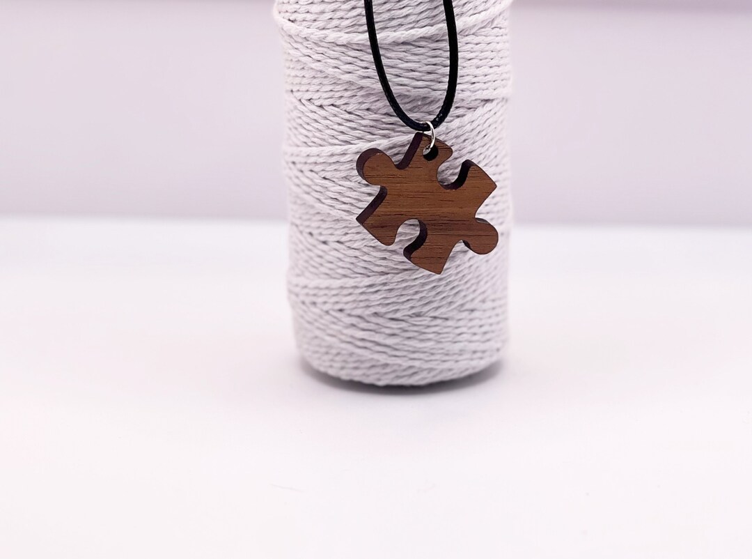 Wooden Jigsaw Necklace Laser Cut Necklace, Puzzle Piece Necklace ...