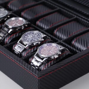 12 Slot PU Leather Watch Storage Boxes, Men & Women's Jewelry Display ...