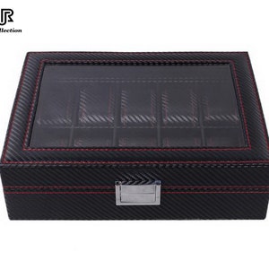 12 Slot PU Leather Watch Storage Boxes, Men & Women's Jewelry Display ...