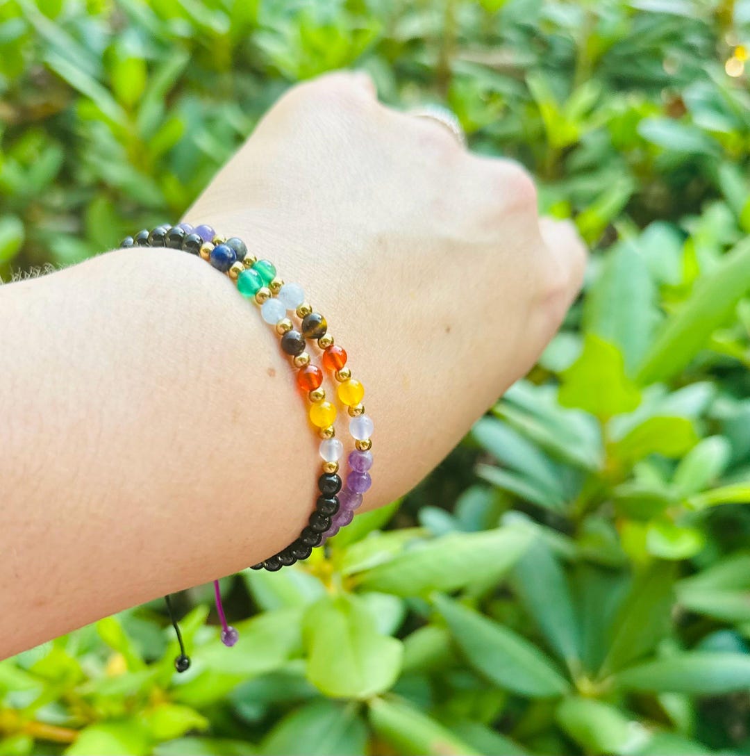 7 Chakra Bracelet: Natural Stone Healing Jewelry - Etsy