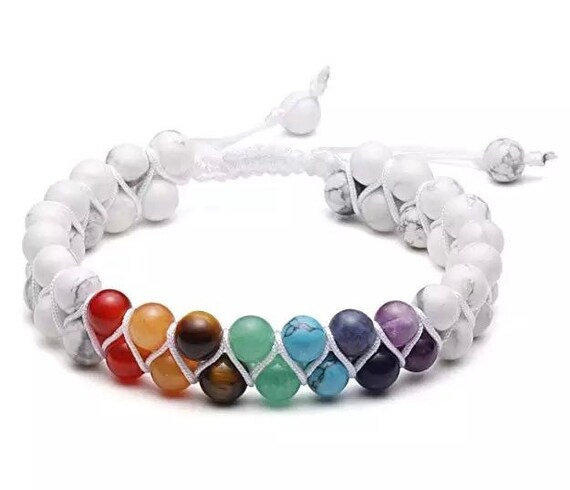 Chakra Bracelet Corded Bracelet 7 Stone Bracelet - Etsy