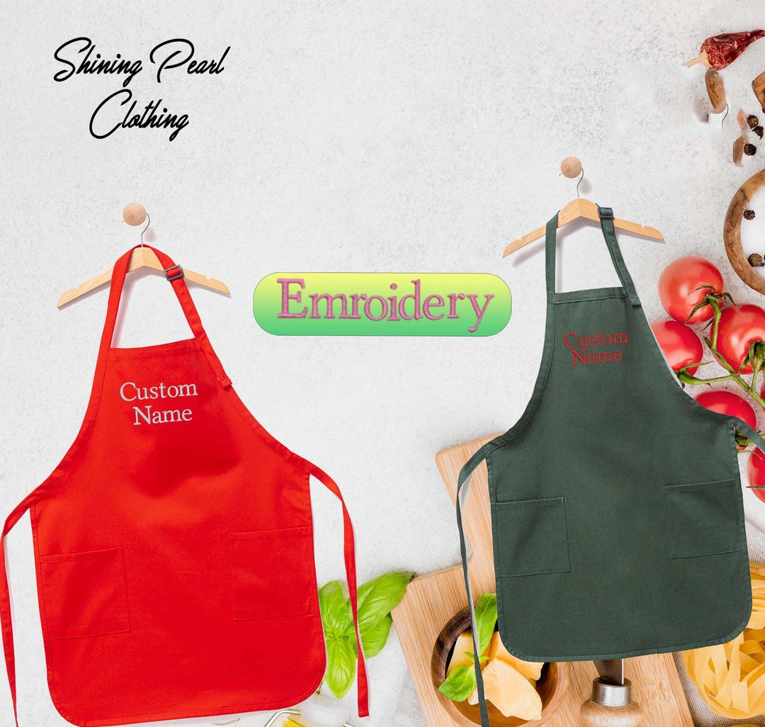 Custom Embroidery Name Apron, Personalized Chef Cooking Apron, Name ...