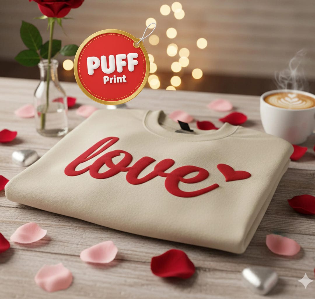 Love Heart Puff Print Sweatshirt, XOXO Custom Sweater, Valentines Day ...