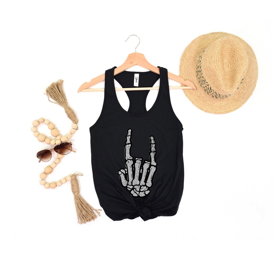 Halloween Skeleton Hand Vintage Spooky Vibes Tank, Flowy Festival ...