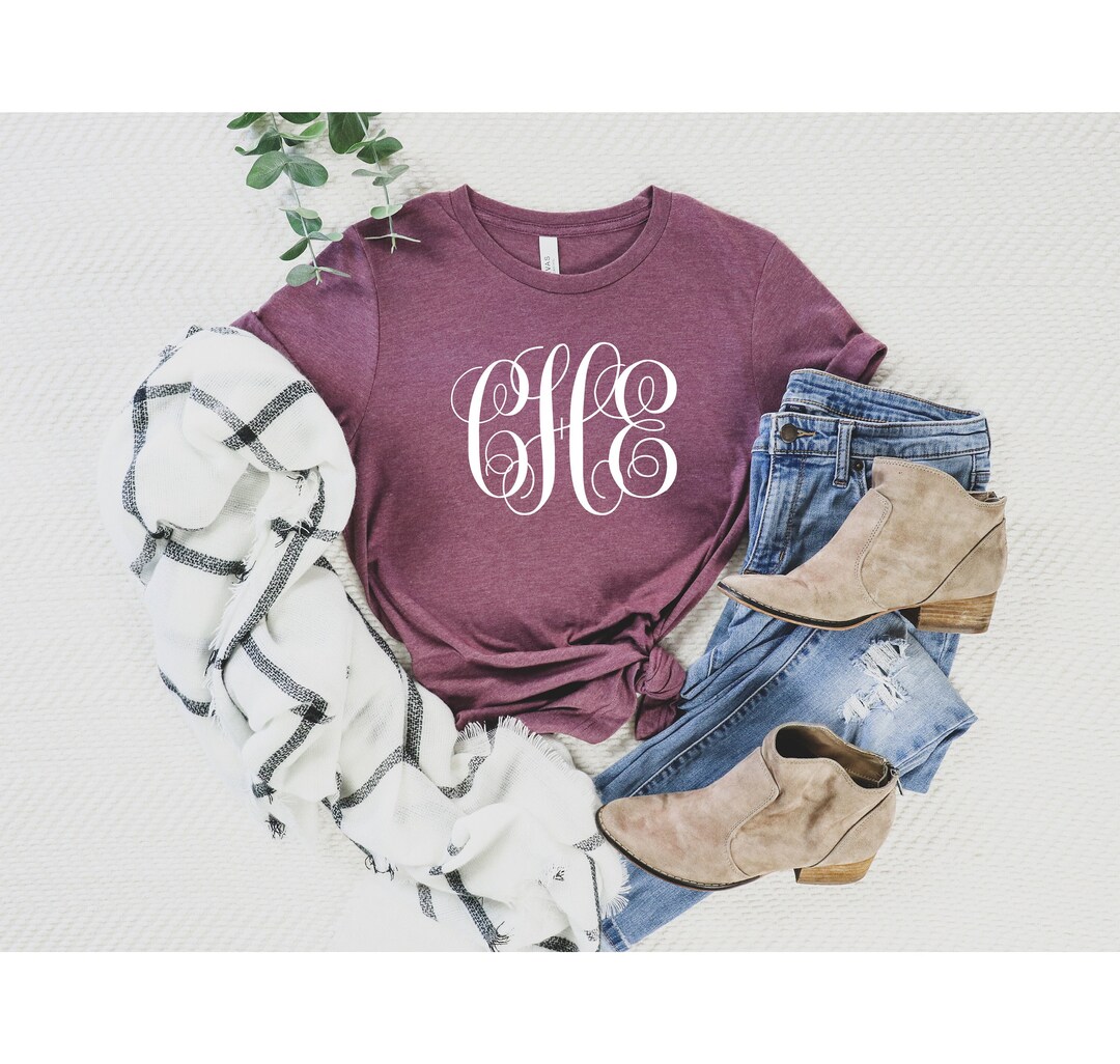 Inexpensive Monogrammed Shirt,cheap Monogram Gift,unisex Custom Shirt ...