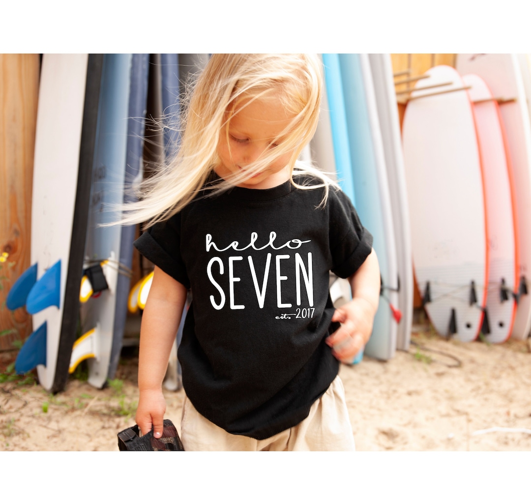 7th Birthday Shirt, Hello Seven T-shirt, Turning 7 Birthday,women ...