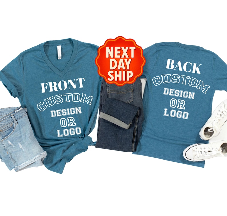Front and Back Custom Vneck Shirt, Custom V-neck Tshirt, Inspired Tee ...