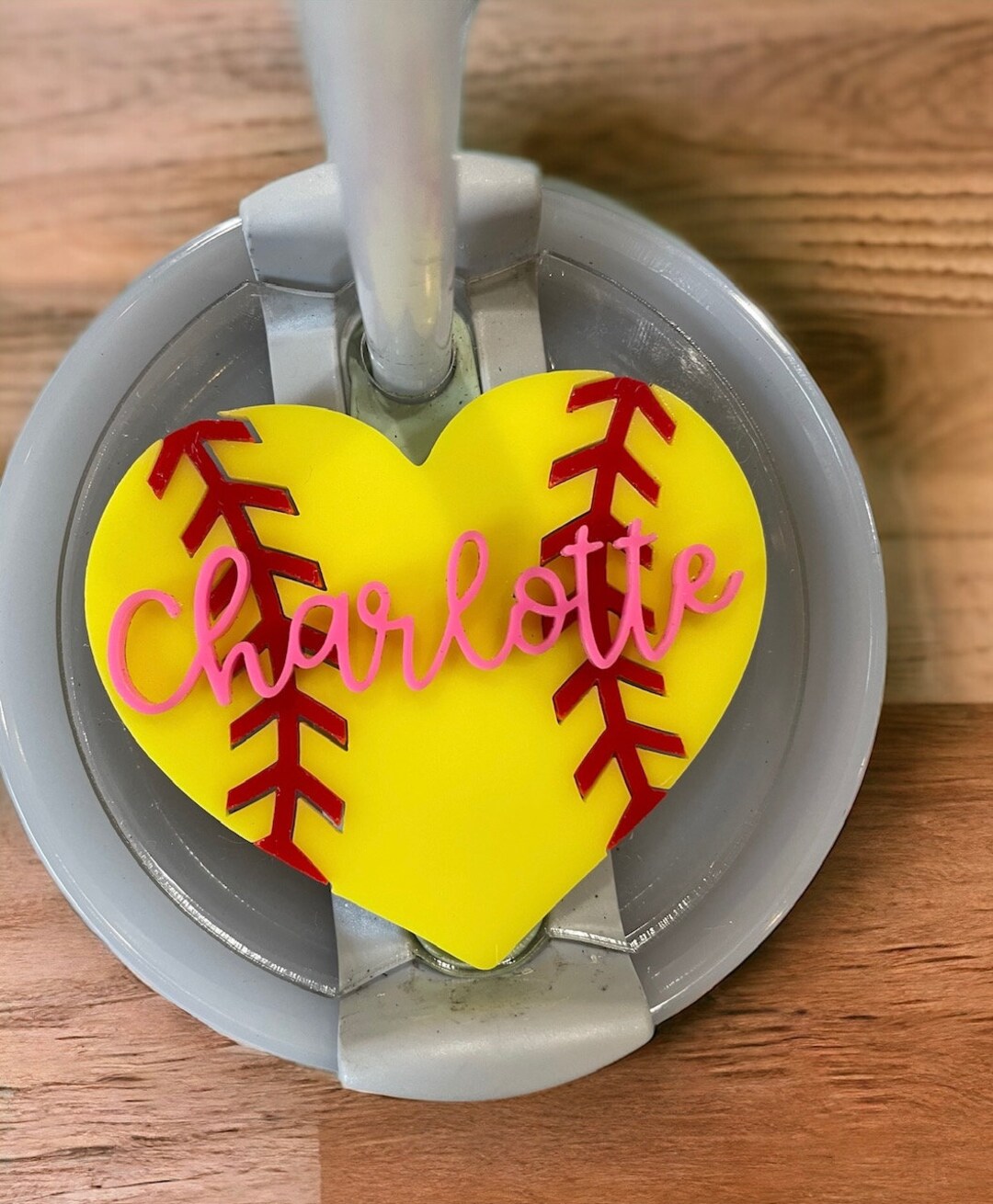 Heart Softball/baseball Name Plate/topper H2.0 - 40 Oz - Etsy